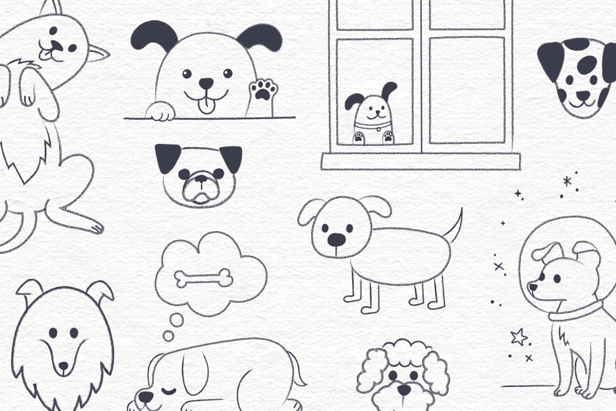 12 dibujos de perros fáciles de hacer - Balsa de tinta