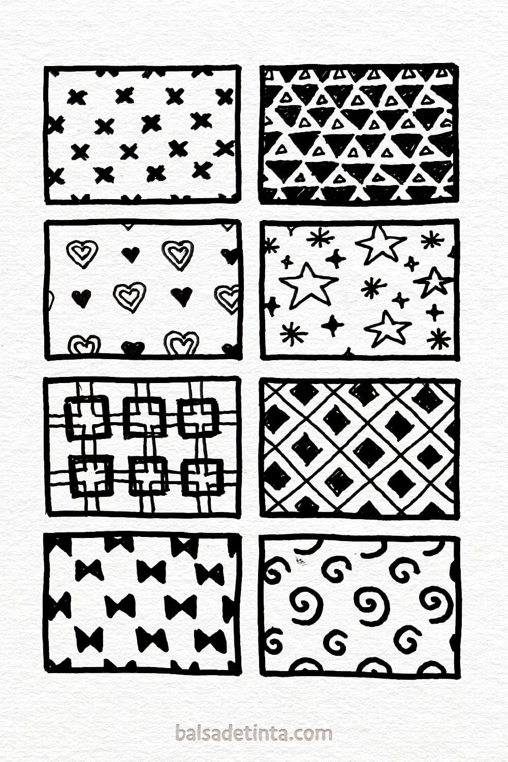 64 easy patterns to draw by hand - Balsa de tinta